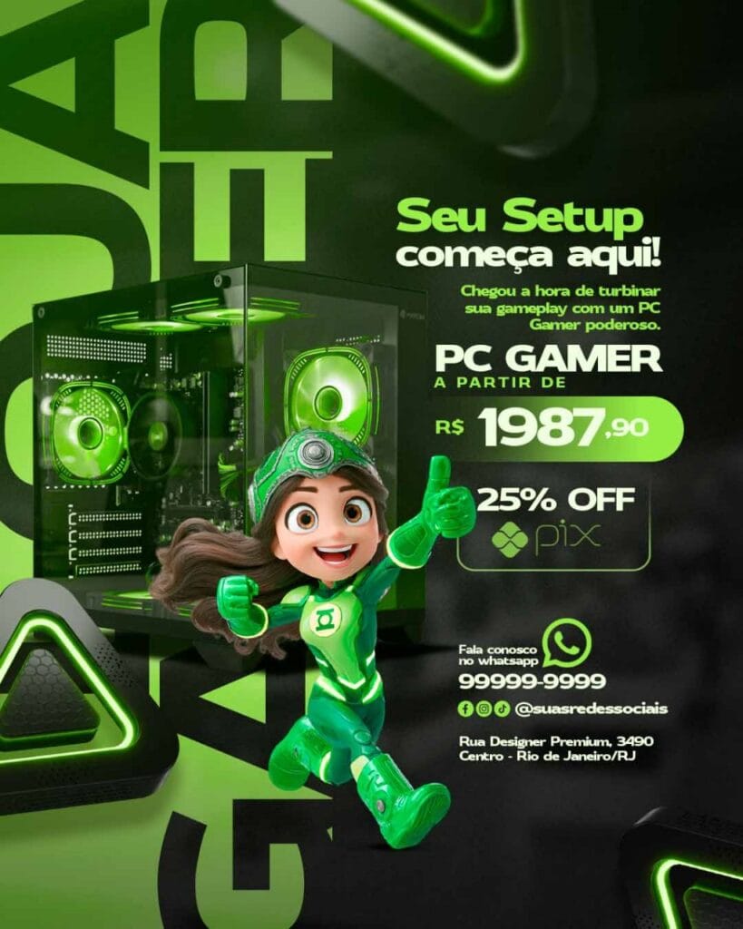 PSD FLYER PC GAMER - LOJA DE PC - Plataforma Designer Premium Destaques